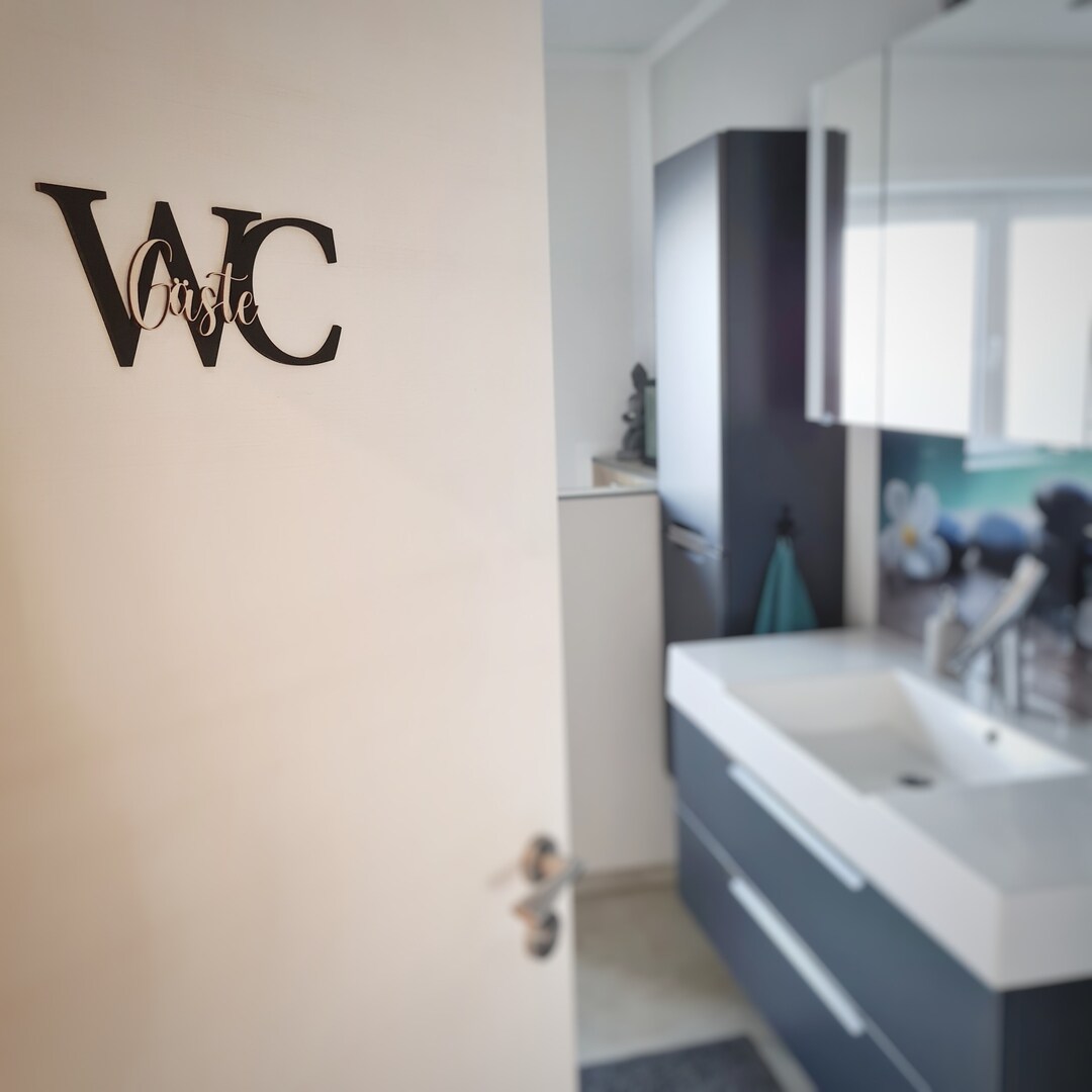 Stylish Guest Toilet Sign Made of Birch Plywood a Practical Accessory ...