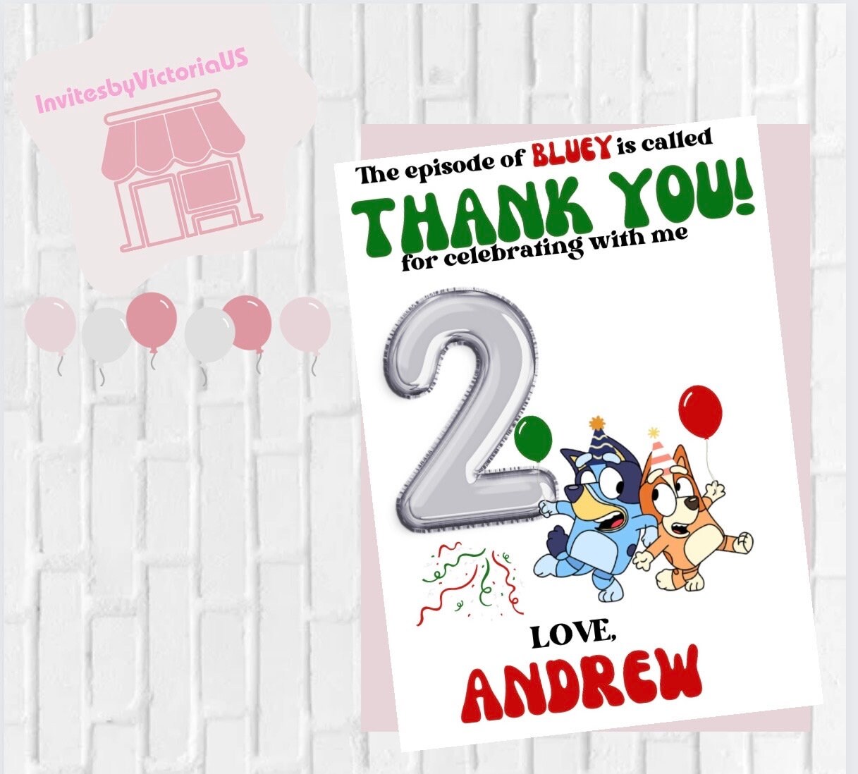 Bluey Thank You- Digital Template - Etsy