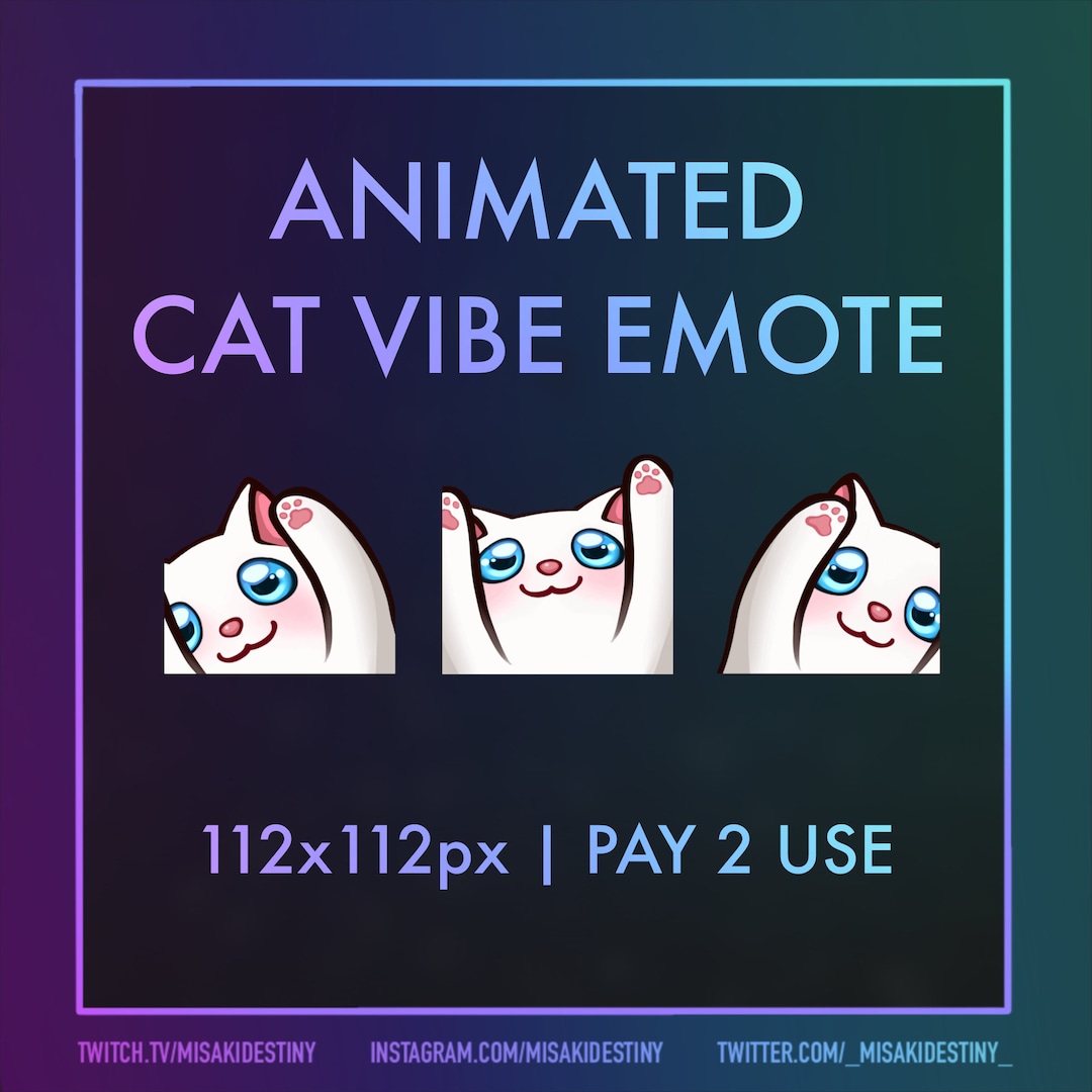 Animated Twitch Emote Vibe Cat White With Blue Eyes for Twitch/discord ...