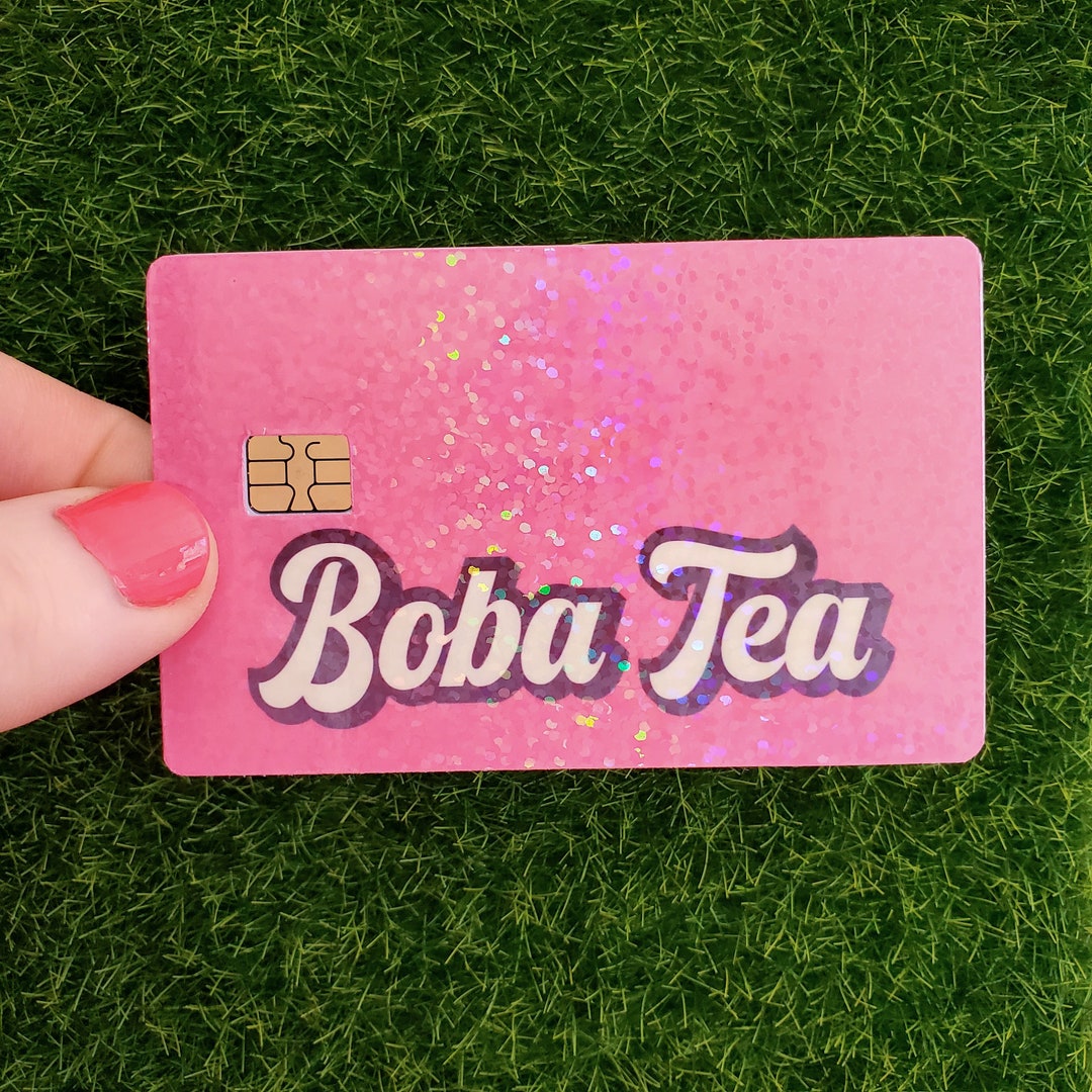 Boba Tea Credit Card Skin, Sparkly Credit Card Skin, Credit Card ...
