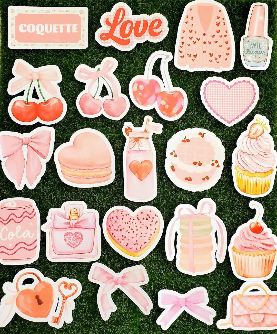 Coquette Stickers, 22 Coquette Stickers, Bow Stickers, Cherry Stickers ...