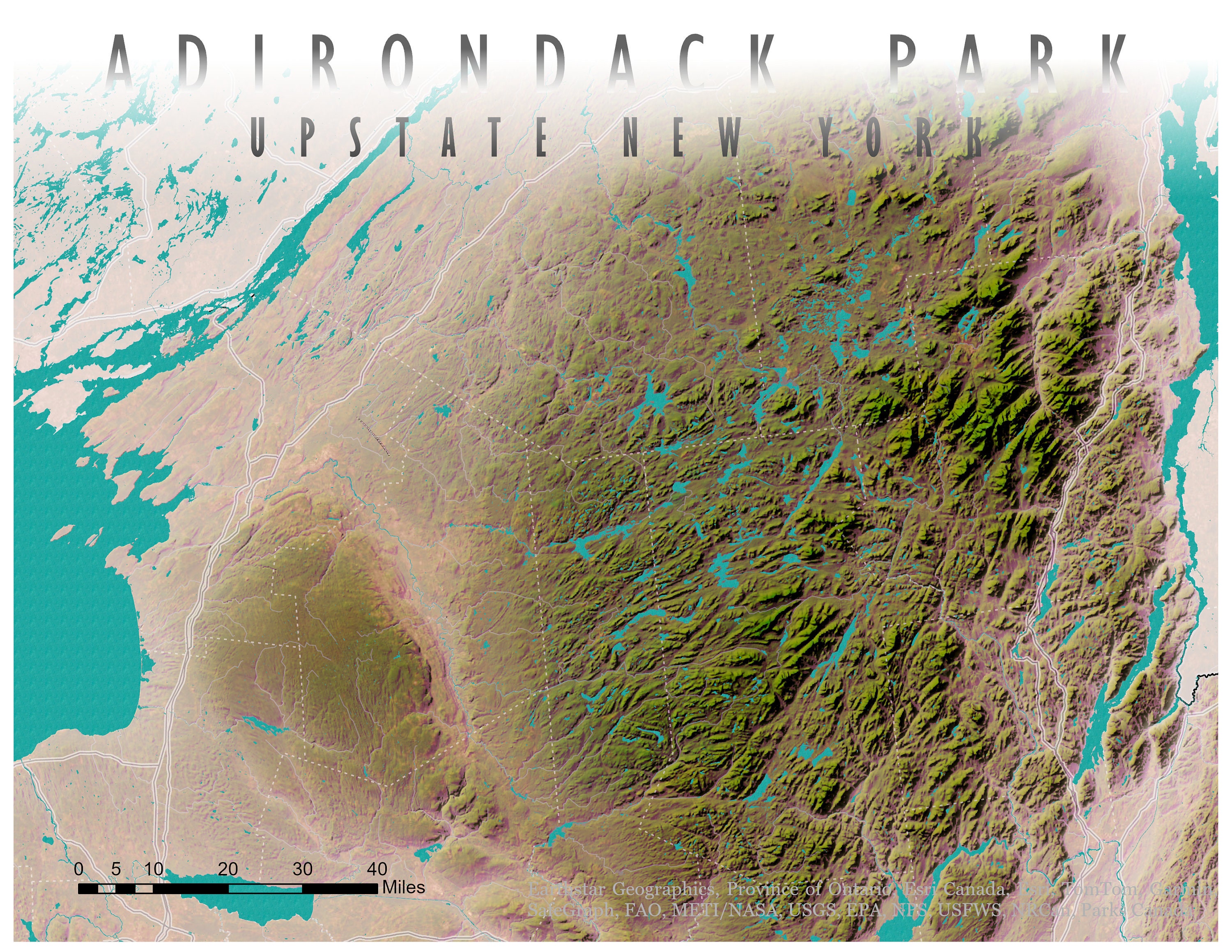 Adirondack Park Map - Etsy