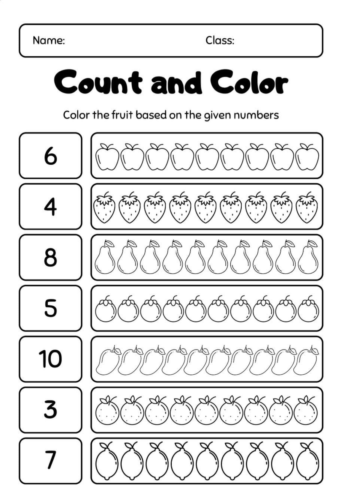 Count and Color Prek Worksheet - Etsy
