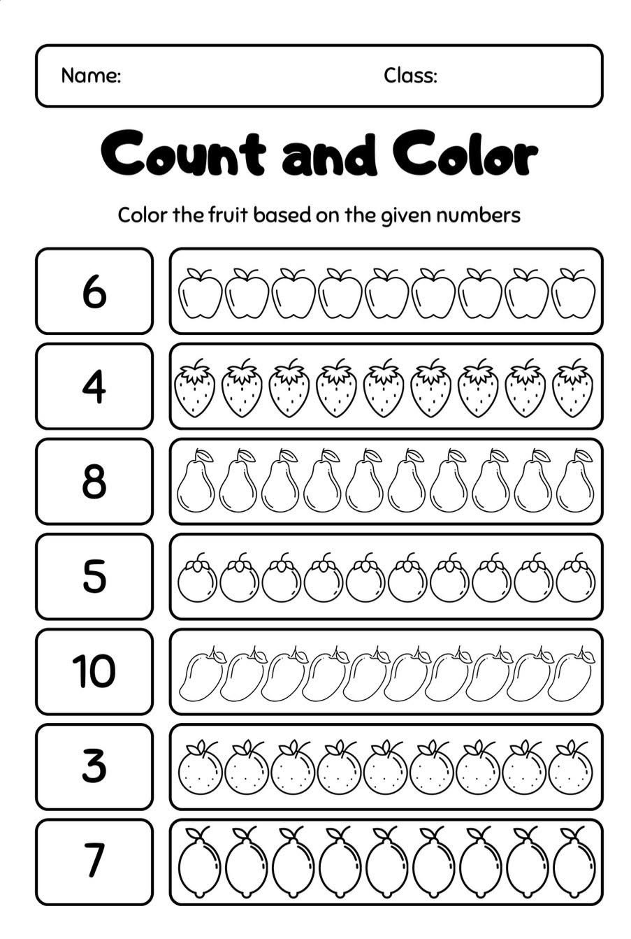 Count and Color Prek Worksheet - Etsy
