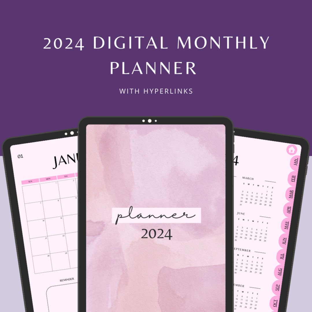 2024 Digital Calendar | Digital Planner | Dated | Pink - Etsy