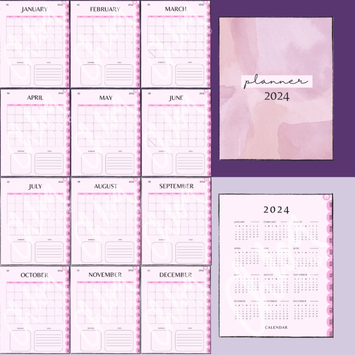2024 Digital Calendar | Digital Planner | Dated | Pink - Etsy
