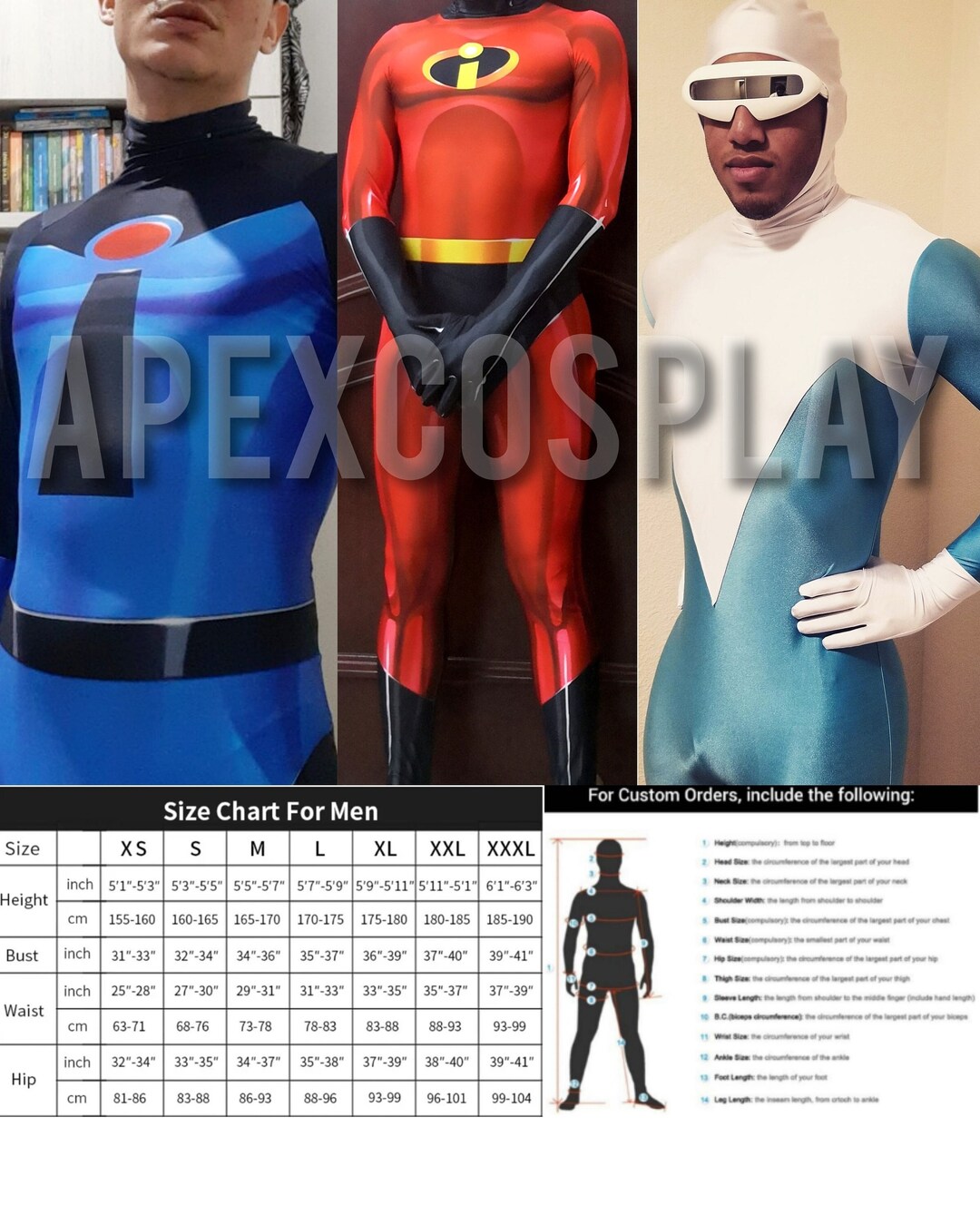 The Incredibles Mr. Incredible / Frozone Men's Suit Cosplay Costume - Etsy