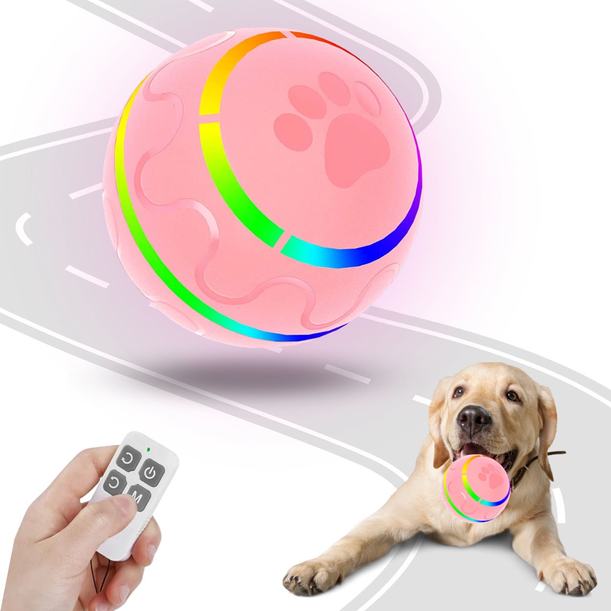 Active Automatic Rolling Fetch Ball for Dogs With Remote Control Motion ...
