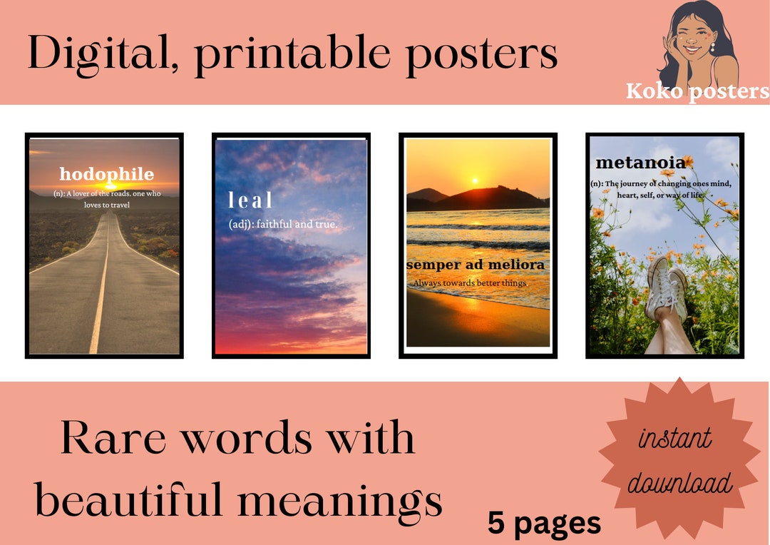Rare Words With Beautiful Meanings Posters, 5 Pages A3 - Etsy