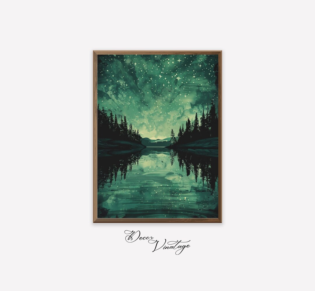 Celestial Astrophile Digital Moonlight Gallery Art, Vintage Stargazing ...