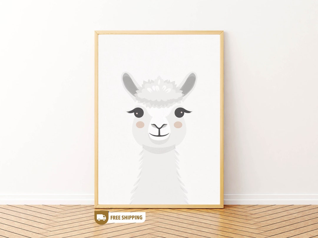 Llama Printable Art, Cute Alpaca Print, Llama Digital Art, Llama Wall ...