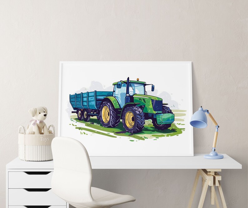 Tractor Trailer Art, Farmers Tractor Print, Tractors Digital Art ...