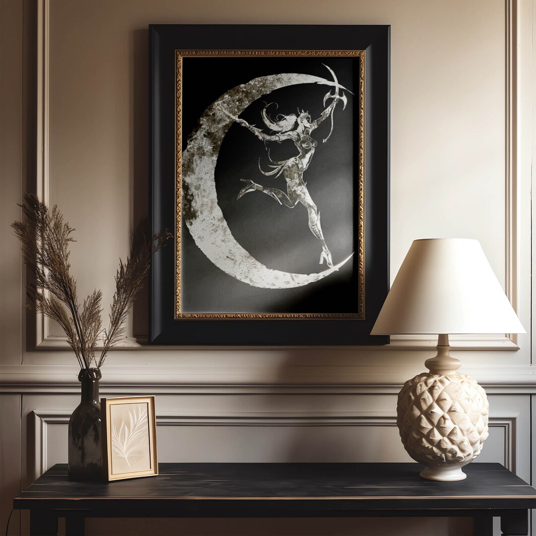 Crescent Moon Print, Moon Gallery Art, Moon Wall Decor, Lunar Goddess ...
