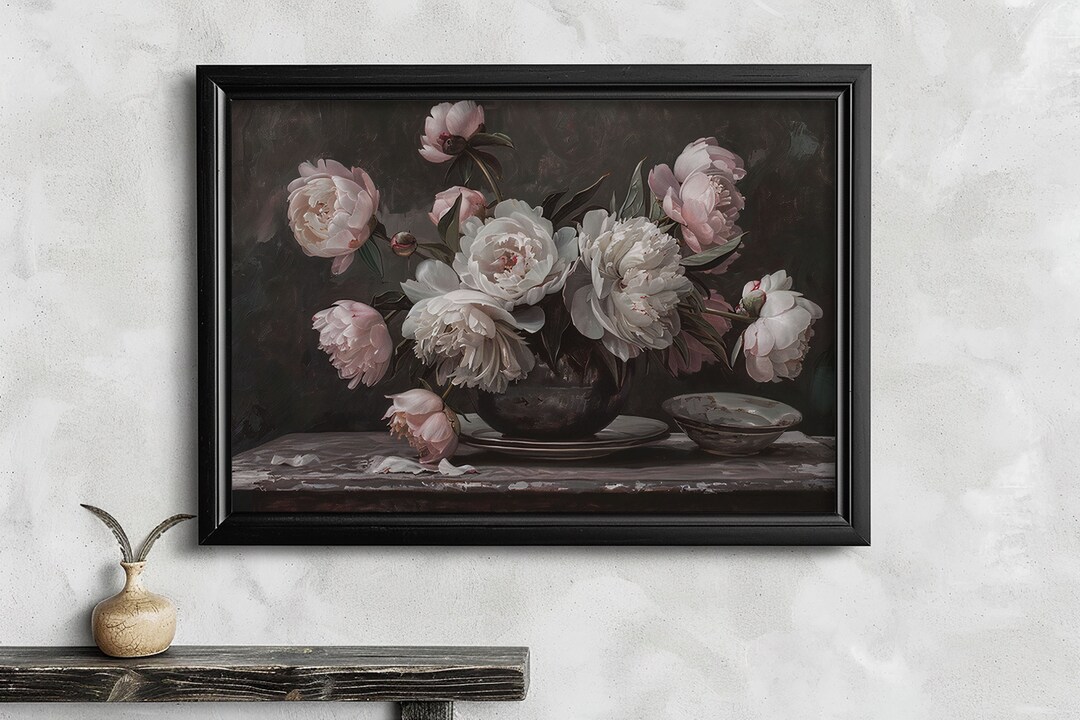 Vintage Rose Art, Muted Rose Decor, Rose Rustic Painting, Rose Petal ...