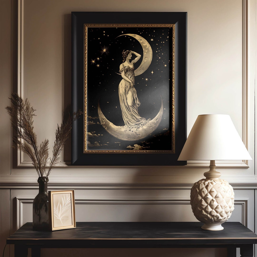 Moon Goddess Decor, Vintage Moon Women, Silver Lunar Goddess, Women ...