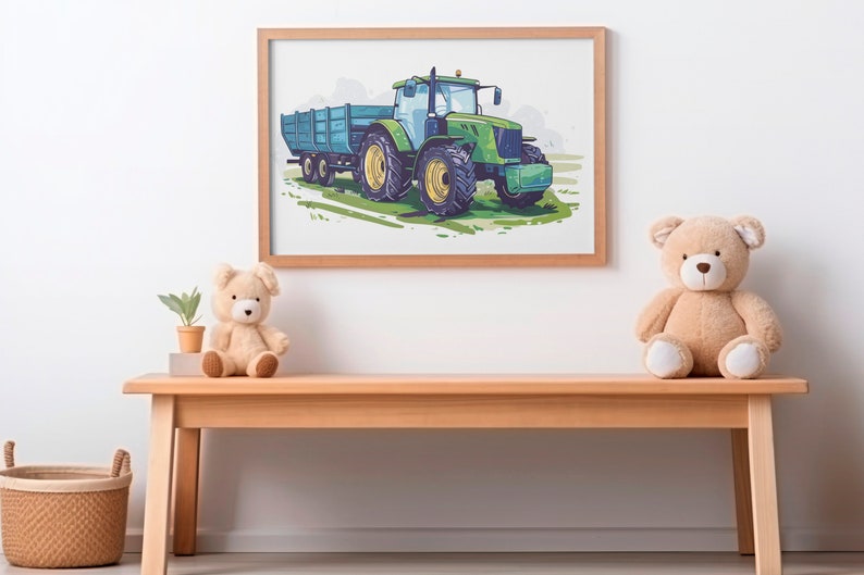 Tractor Trailer Art, Farmers Tractor Print, Tractors Digital Art ...