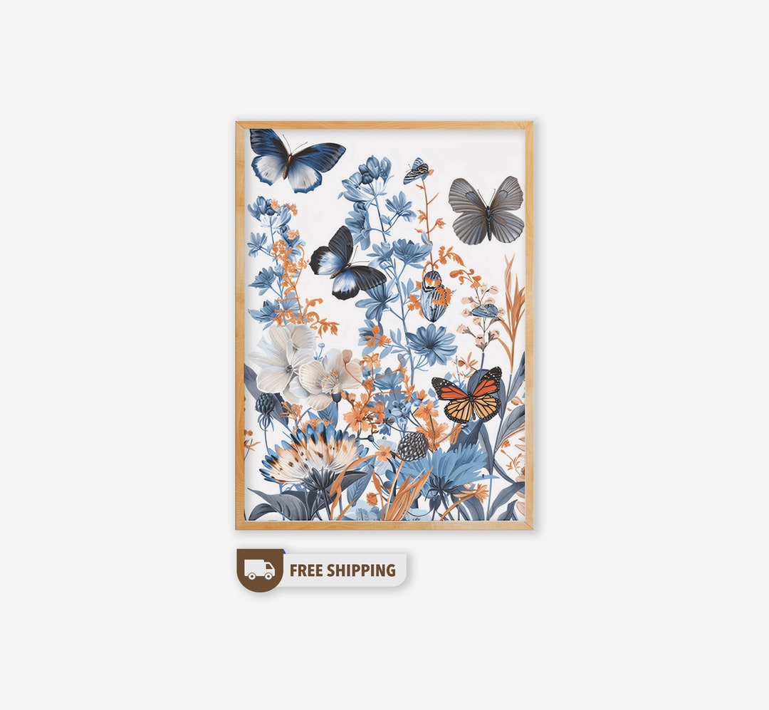 Vintage Butterfly Design, Butterfly Digital Print, Colorful Butterfly ...