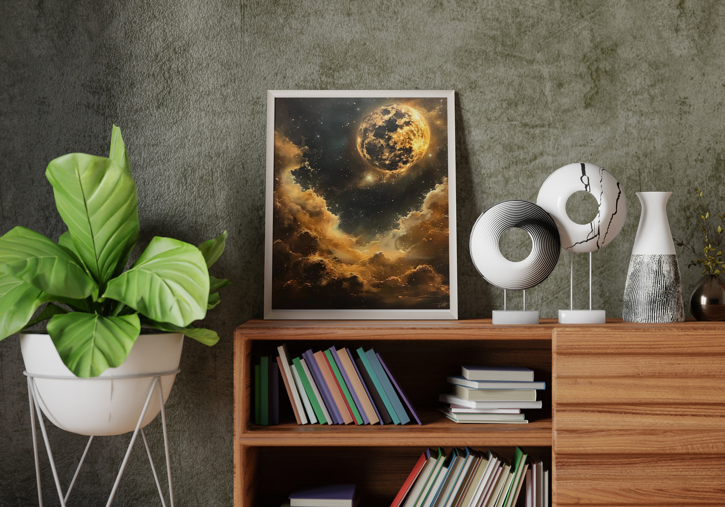 Celestial Moon Art, Moon Enchanting Art, Moon Digital Print, Lunar ...