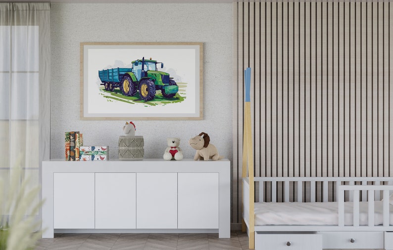 Tractor Trailer Art, Farmers Tractor Print, Tractors Digital Art ...