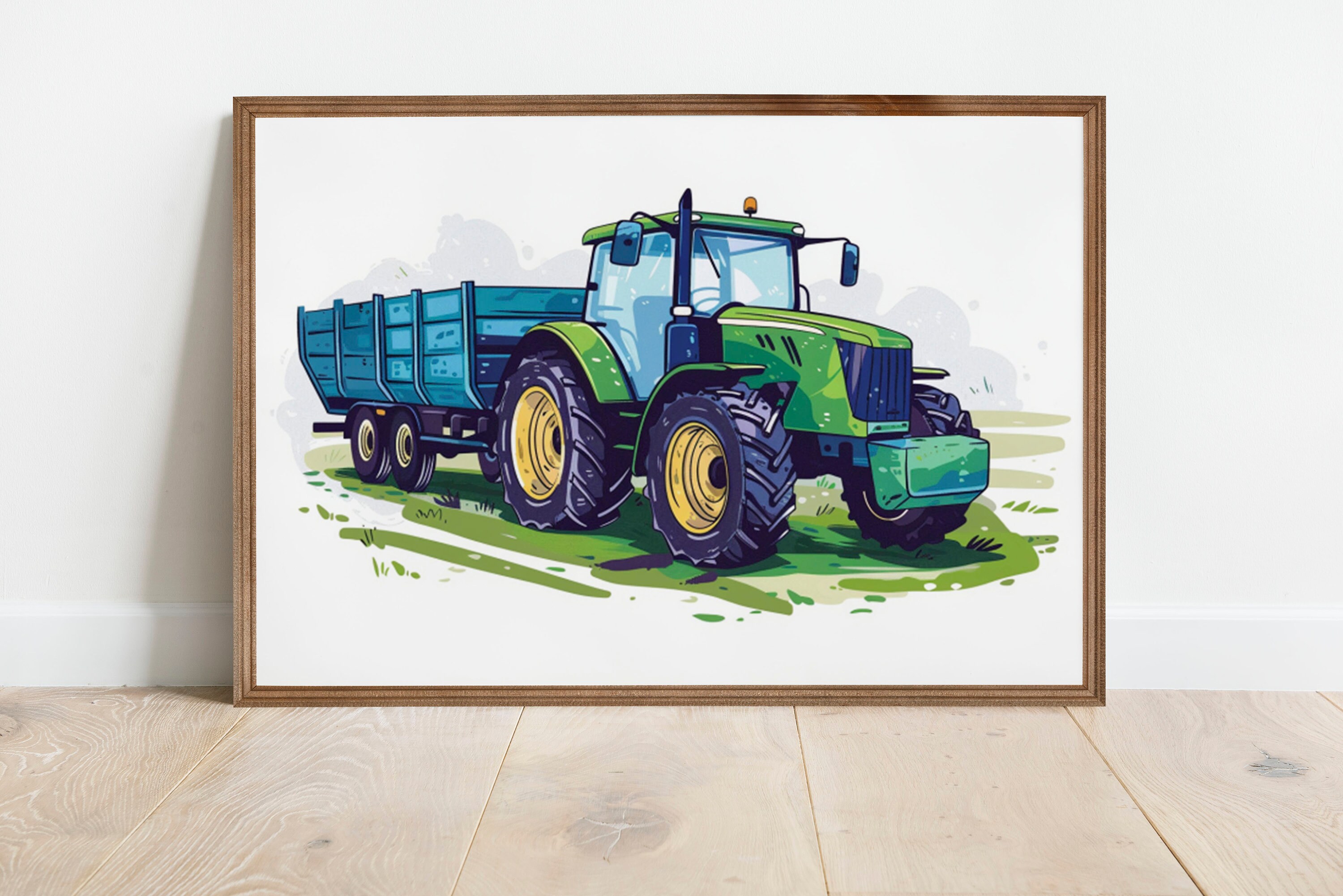 Tractor Trailer Art, Farmers Tractor Print, Tractors Digital Art ...