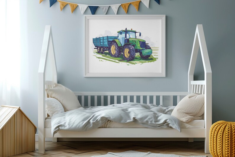 Tractor Trailer Art, Farmers Tractor Print, Tractors Digital Art ...