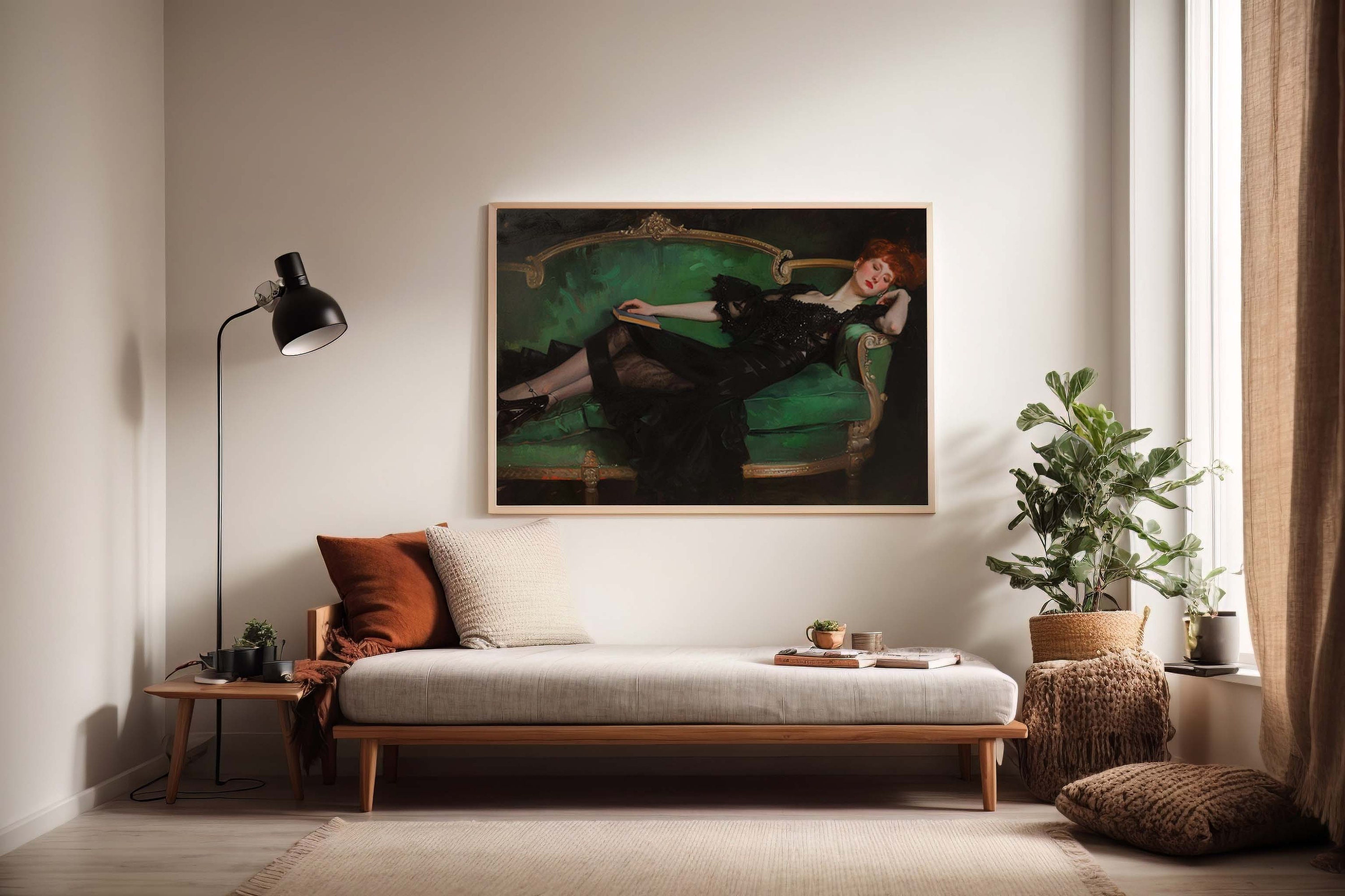 Decadent Young Lady Digital Art Print, Moody Lady Vintage Printable Art ...