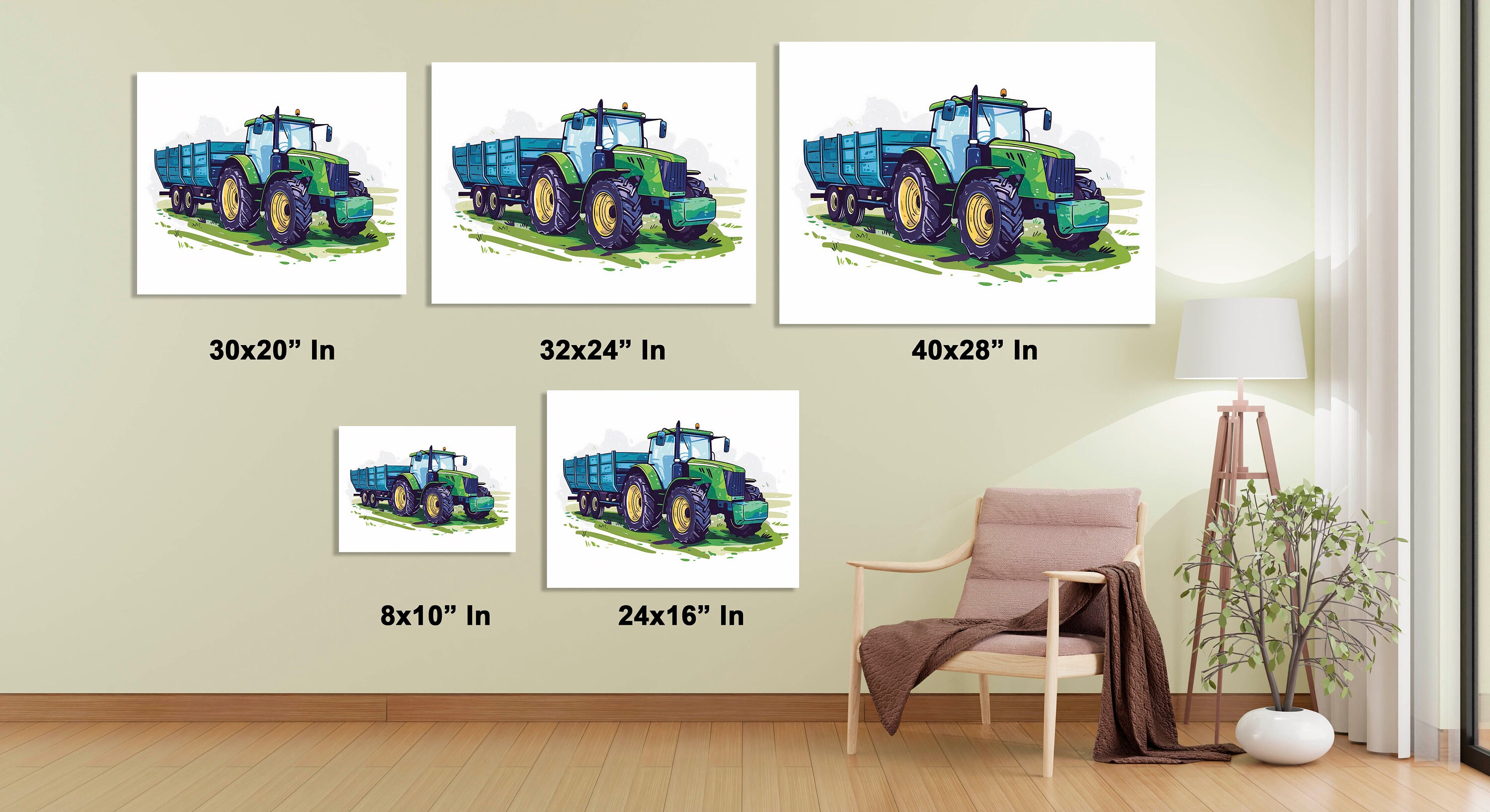 Tractor Trailer Art, Farmers Tractor Print, Tractors Digital Art ...