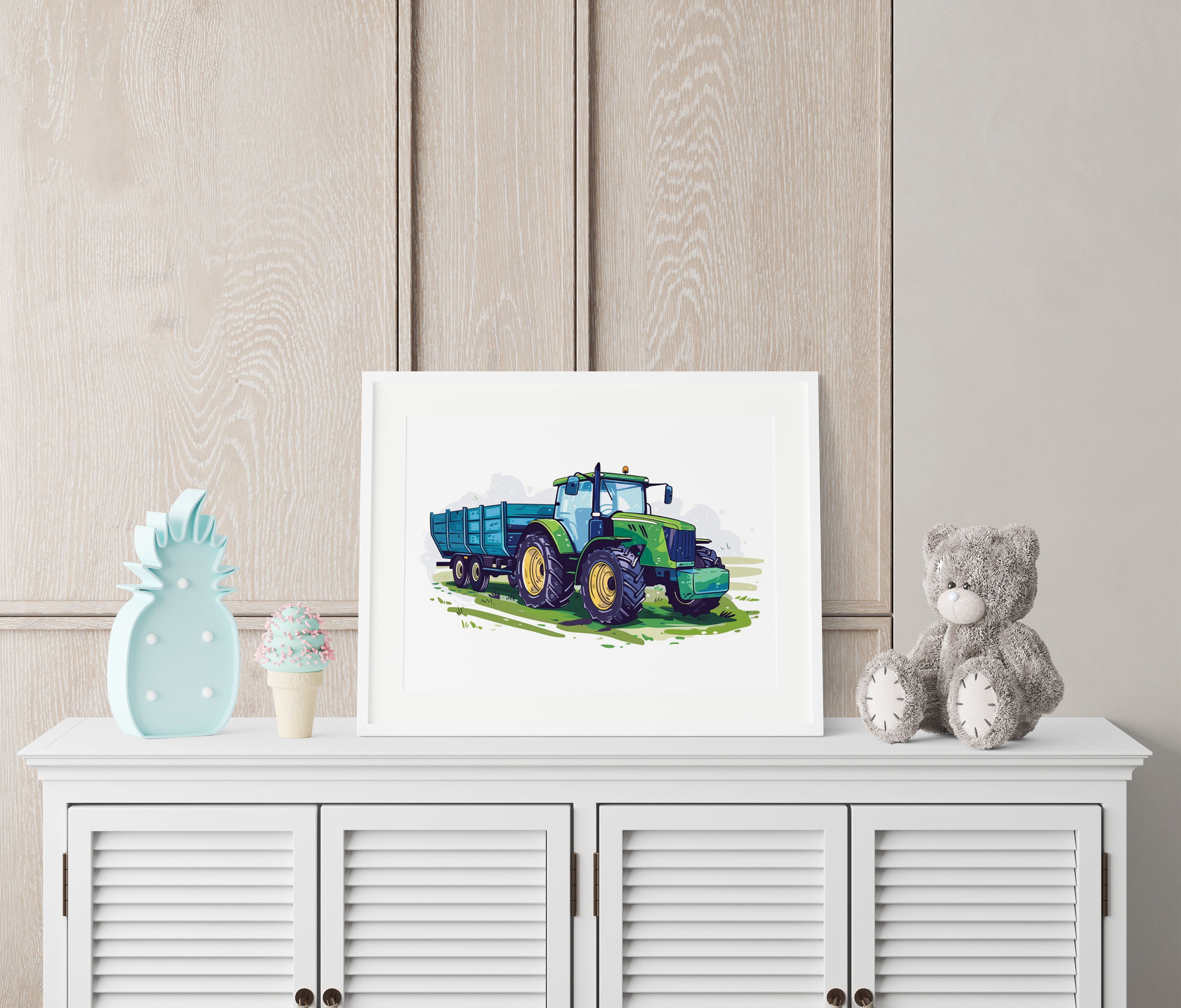 Tractor Trailer Art, Farmers Tractor Print, Tractors Digital Art ...