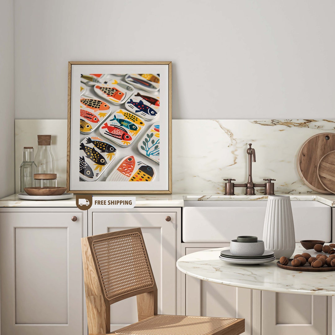 Colorful Sardines Printable Art, Sardine Illustrations, Retro Sardine ...