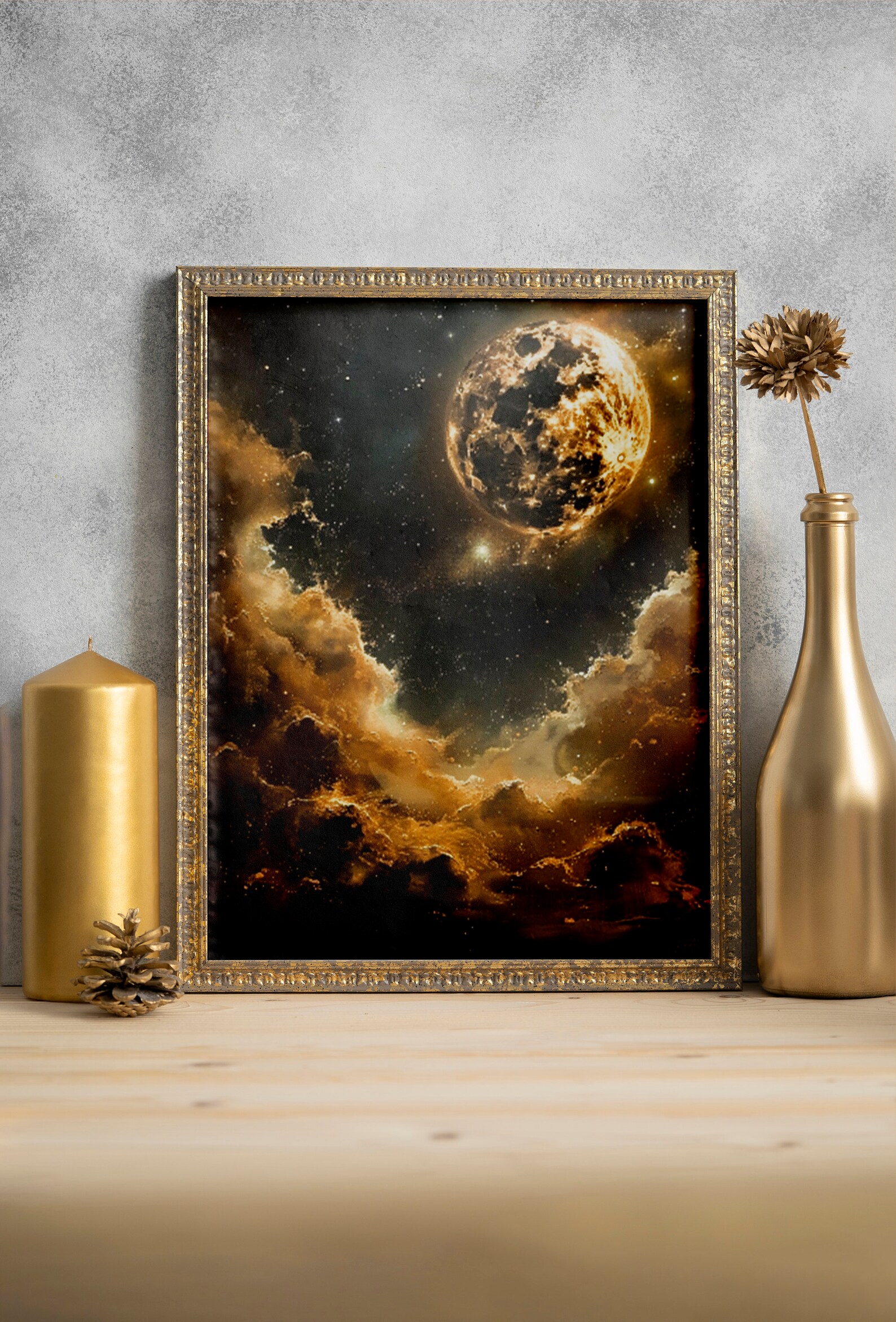 Celestial Moon Art, Moon Enchanting Art, Moon Digital Print, Lunar ...