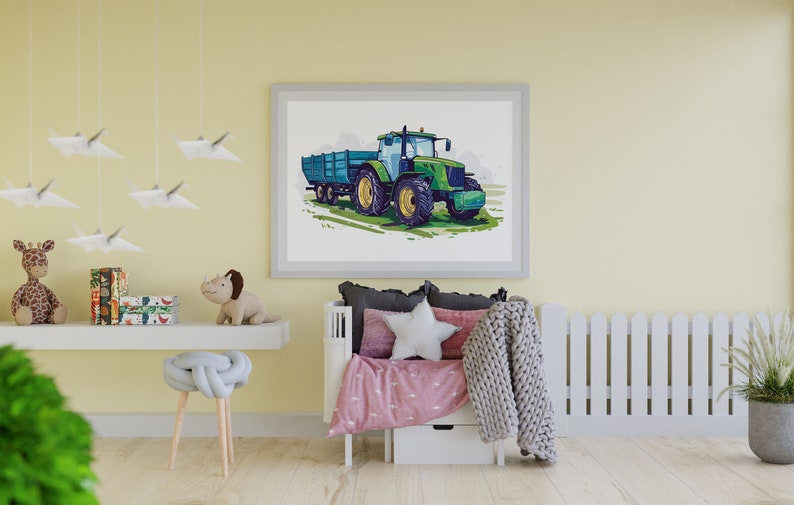 Tractor Trailer Art, Farmers Tractor Print, Tractors Digital Art ...