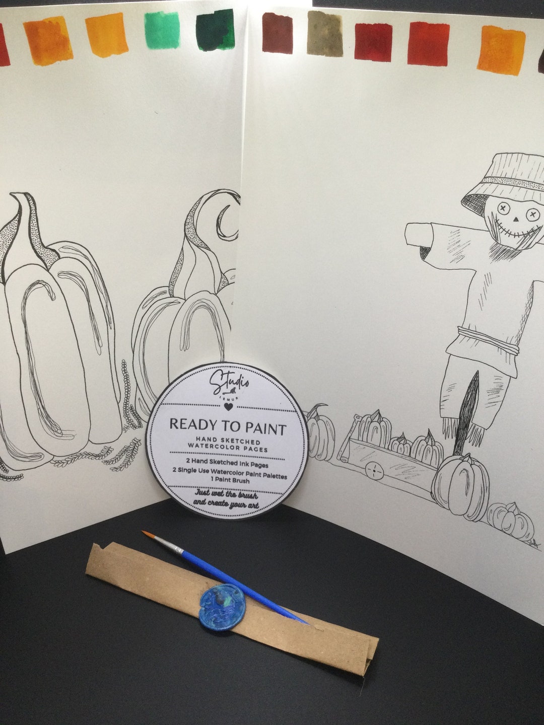 CLEARANCE - Ready to Paint Pages - Scarecrow and Pumpkin - Etsy