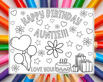 happy birthday auntie coloring pages