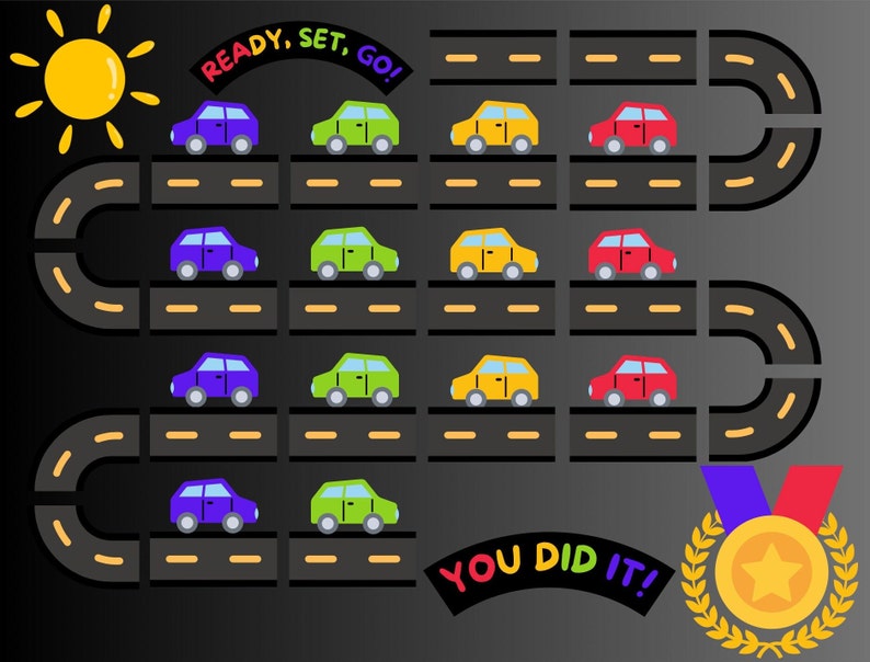 Car Reward Chart Printable Racetrack Kids Behavior Chart Instant ...