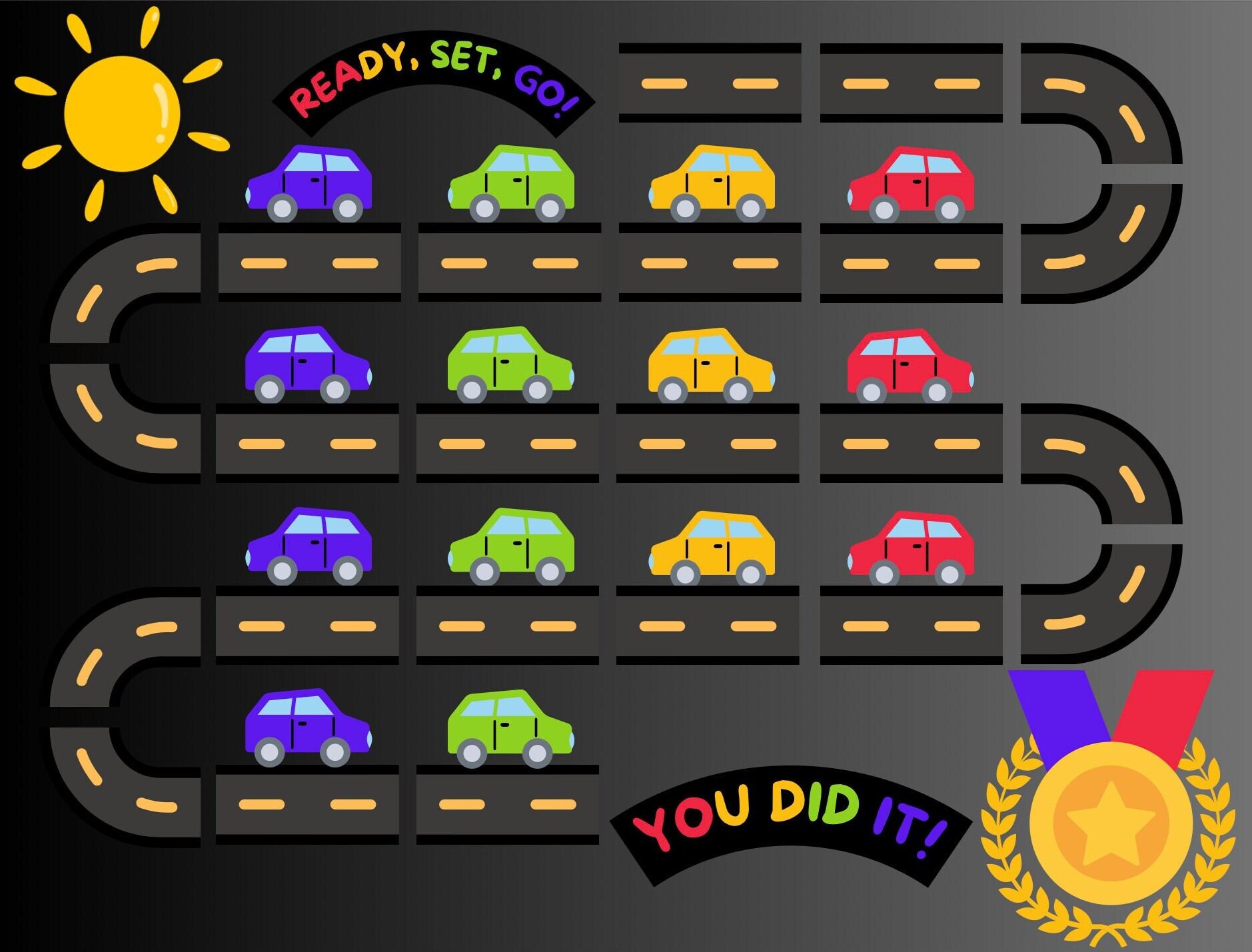 Car Reward Chart Printable Racetrack Kids Behavior Chart Instant ...