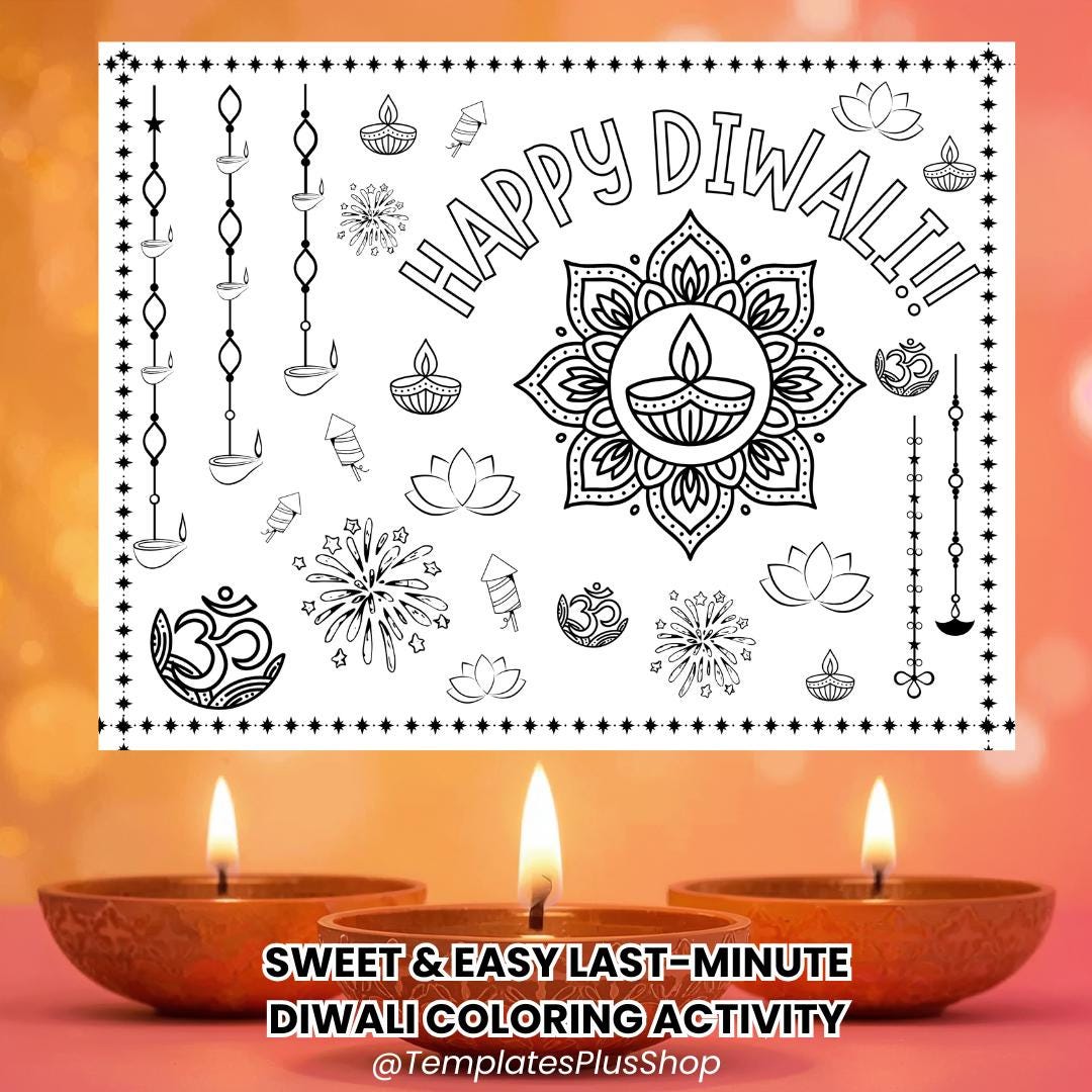 Diwali Kids Coloring Activity: Festival of Lights Digital Download ...