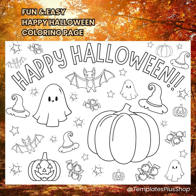 Fun Halloween Printable Coloring Page for Kids Spooky Craft - Etsy