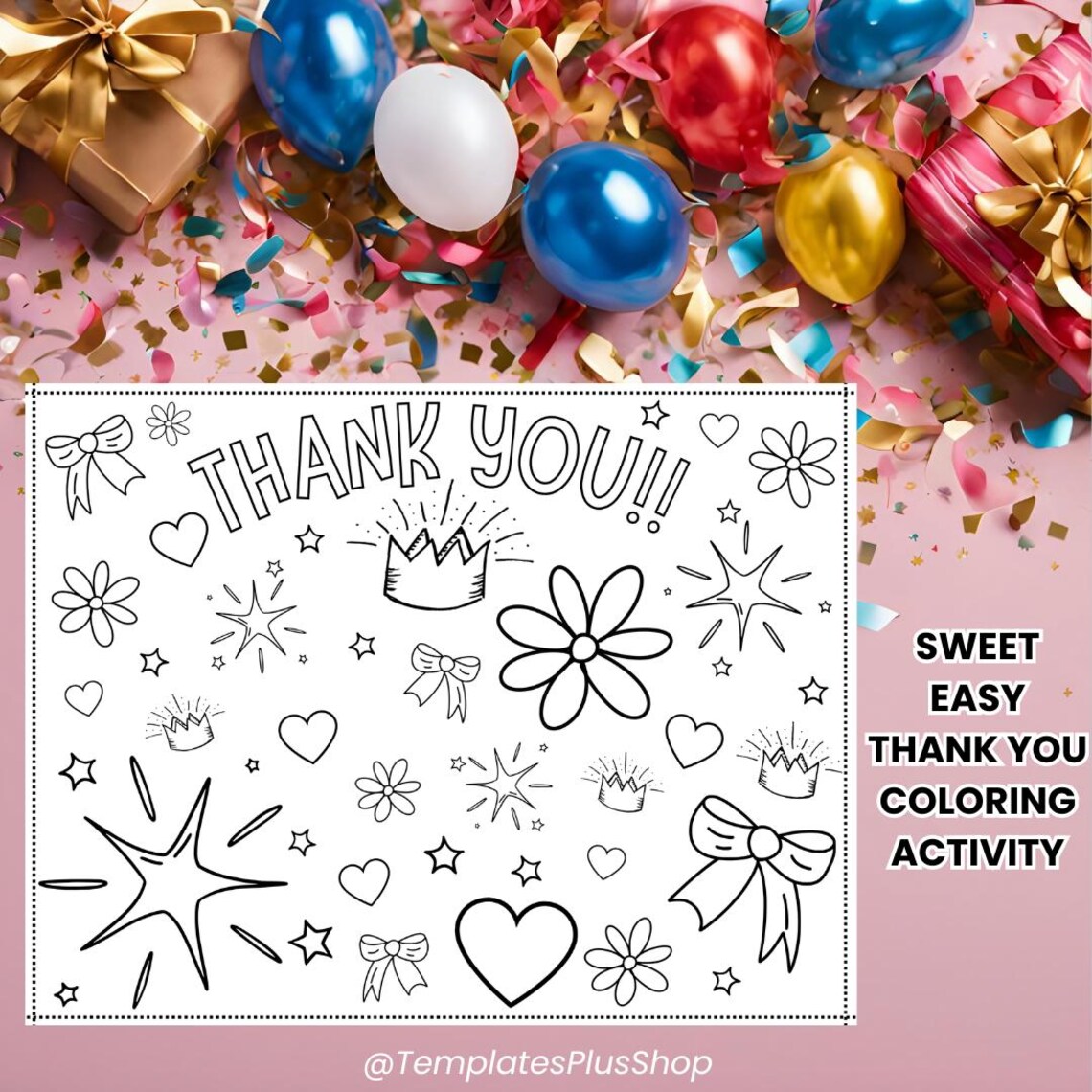 Thank You Card Coloring Page Kids Craft Activity Printable Gift Art ...