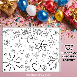 Thank You Card Coloring Page Kids Craft Activity Printable Gift Art ...