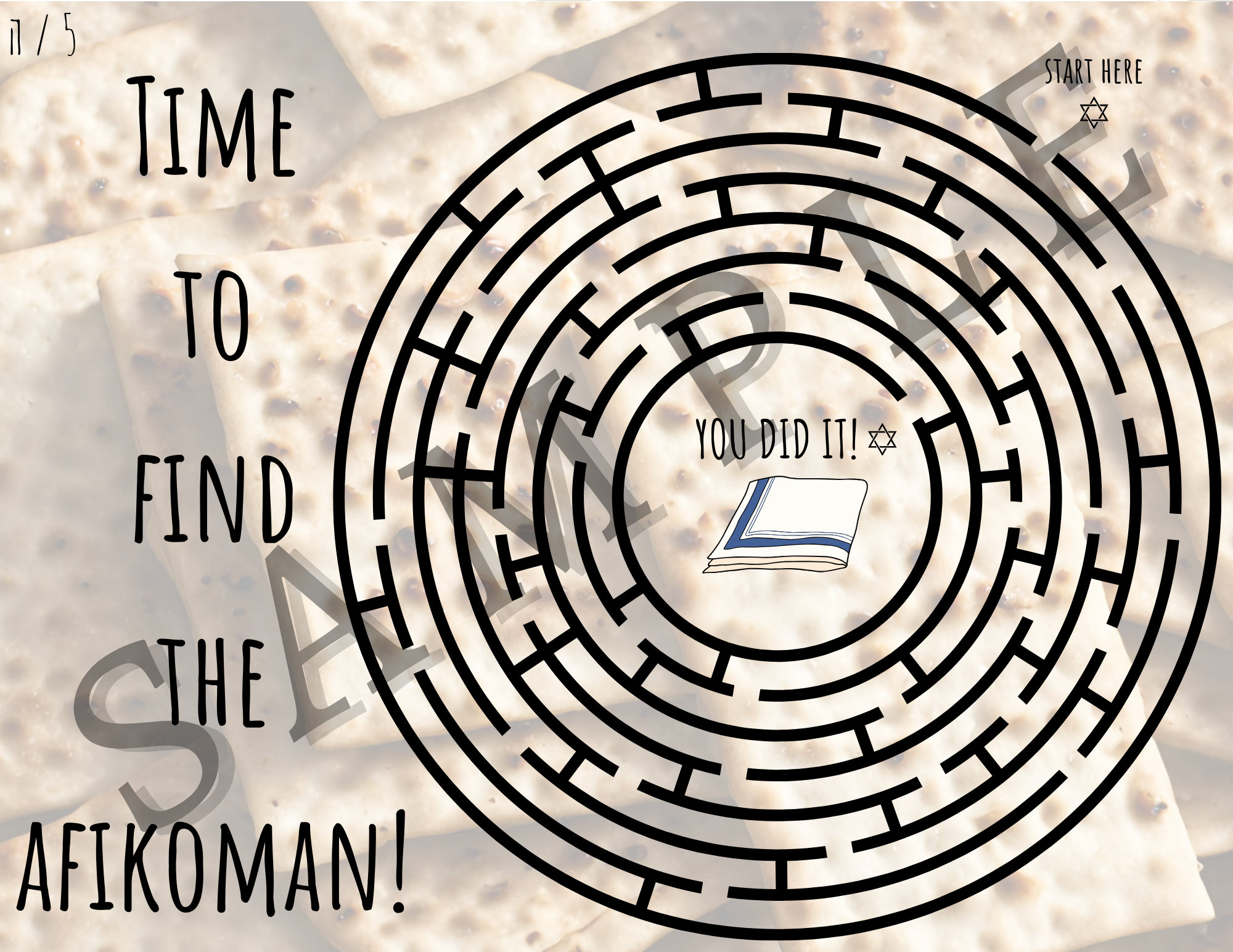 Passover Kids Activity Pages Bundle Two Mazes, Two Coloring Pages, and ...