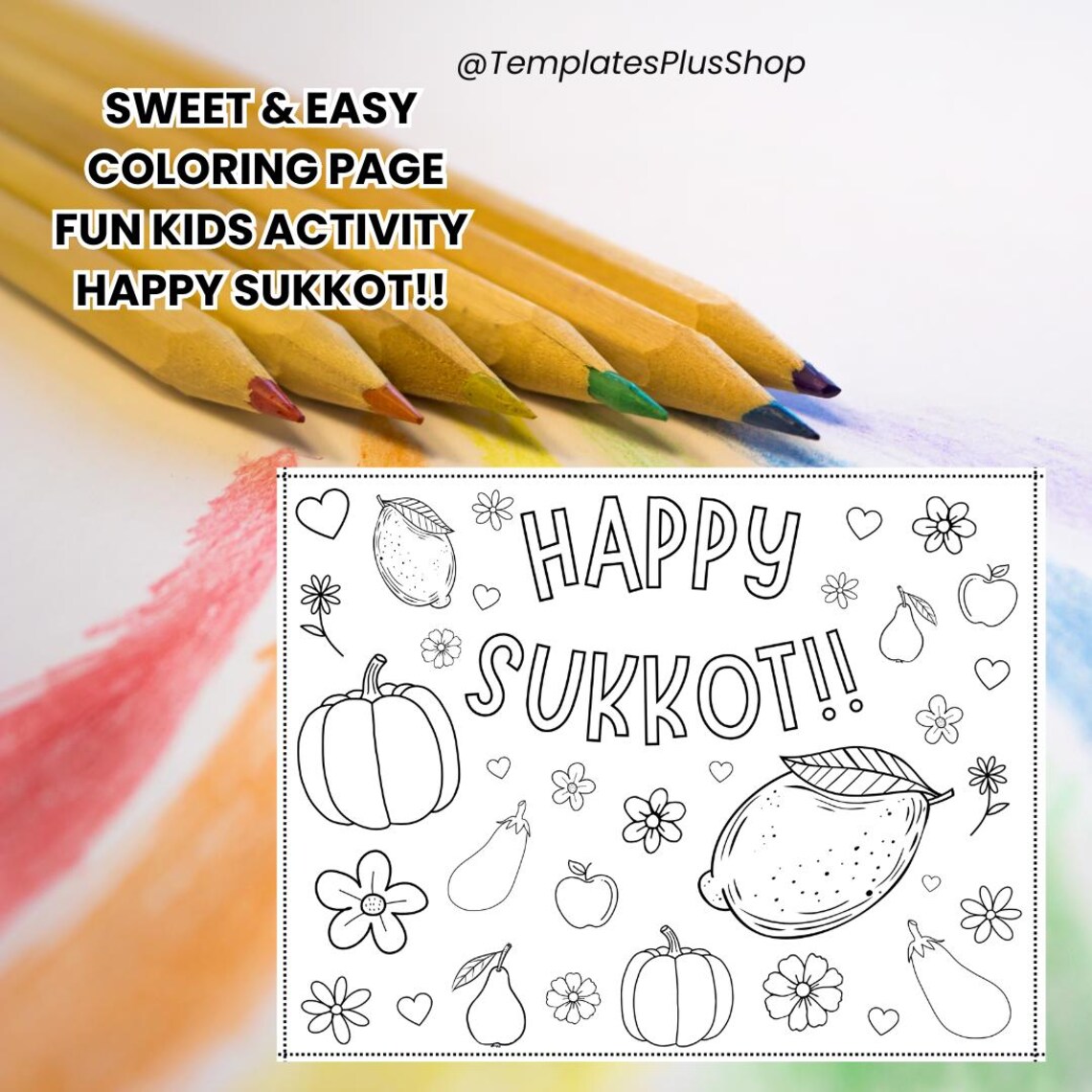 Simple Sukkot Harvest Festival Printable Coloring Page for Kids - Etsy