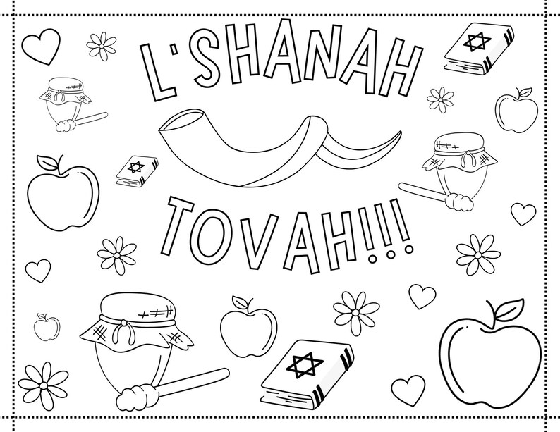 Rosh Hashanah Coloring Page: L'shanah Tovah Card Activity (digital ...