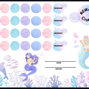 KIDS REWARD CHART Mermaids Magical Under the Sea Printable Rewards ...