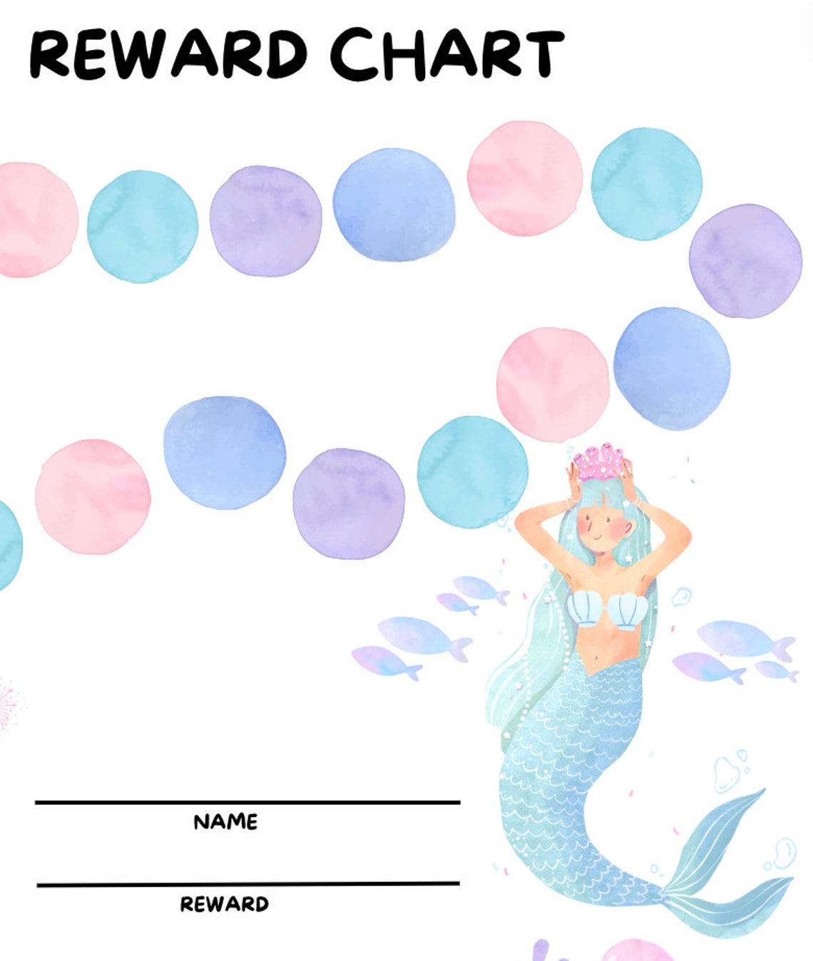 KIDS REWARD CHART Mermaids Magical Under the Sea Printable Rewards ...