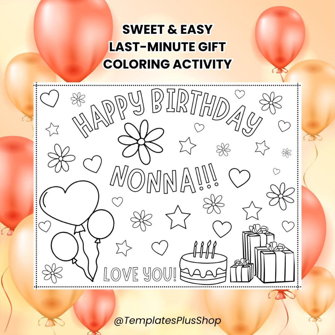 Last-minute Easy Gift Happy Birthday Nonna Coloring Page Printable Kids ...