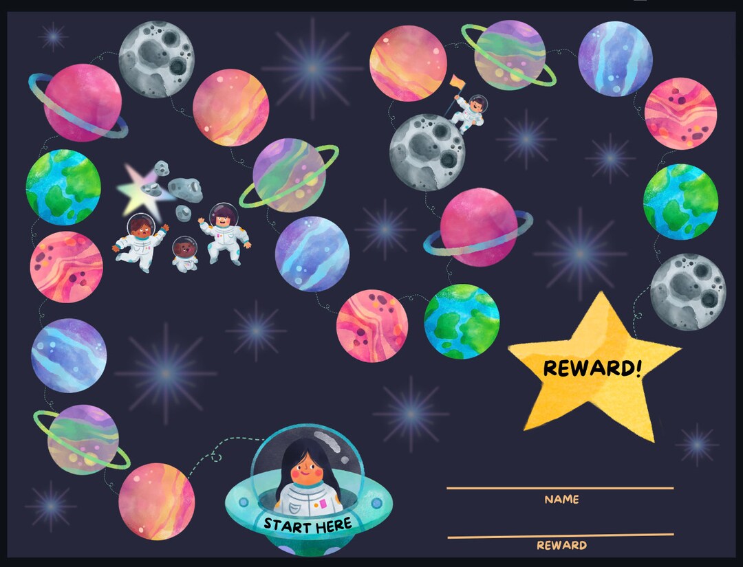 KIDS REWARD CHART Outer Space Galaxy Dark Background Printable Rewards ...