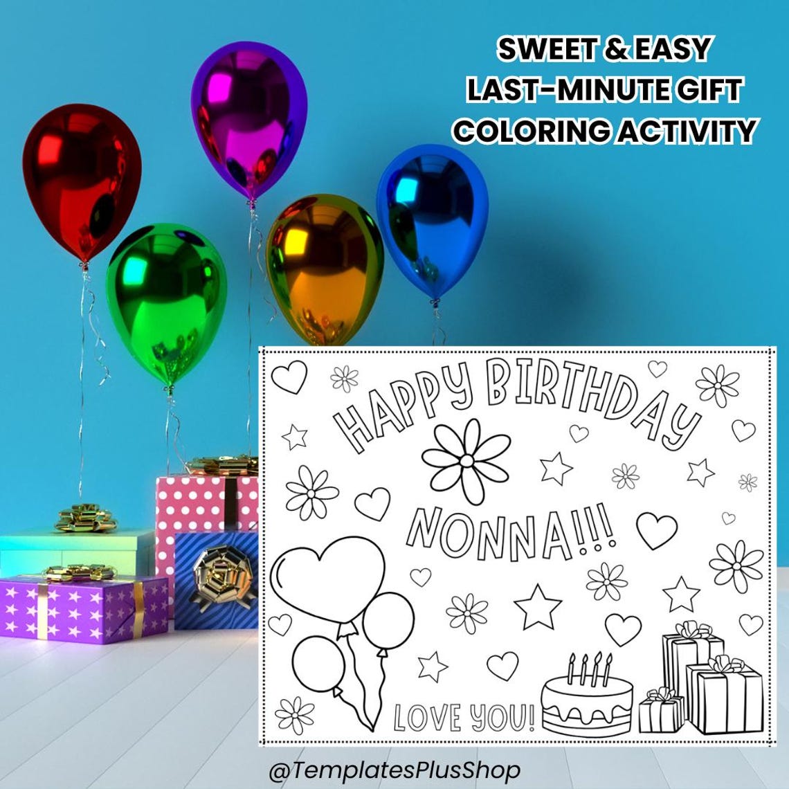 Last-minute Easy Gift Happy Birthday Nonna Coloring Page Printable Kids ...