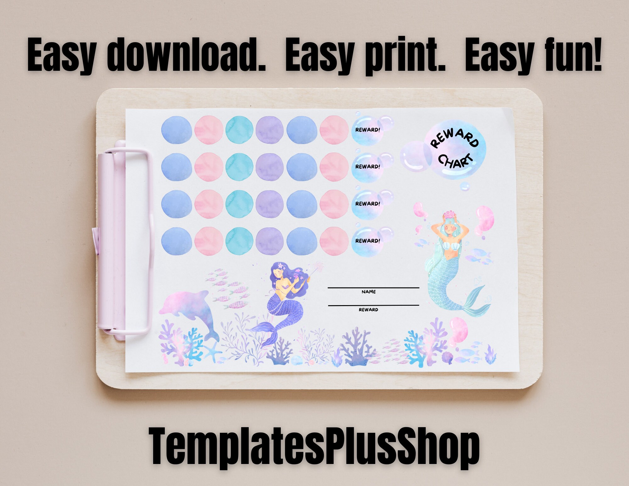 KIDS REWARD CHART Mermaids Magical Under the Sea Printable Rewards ...