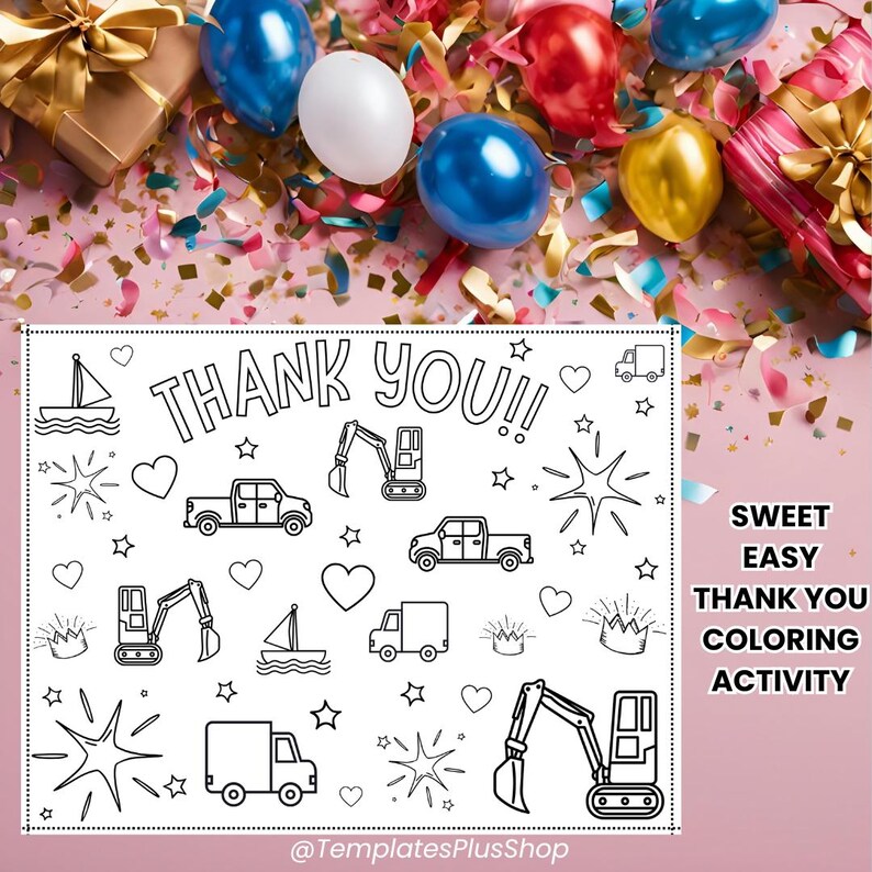 Last-minute Easy Thank You Card Coloring Activity. Printable Coloring ...