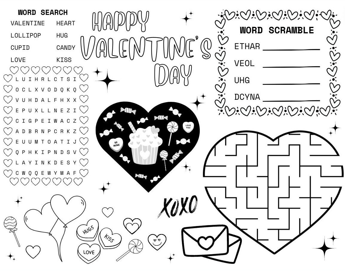 Valentine's Day Activity Page for Kids Valentines Coloring Page ...